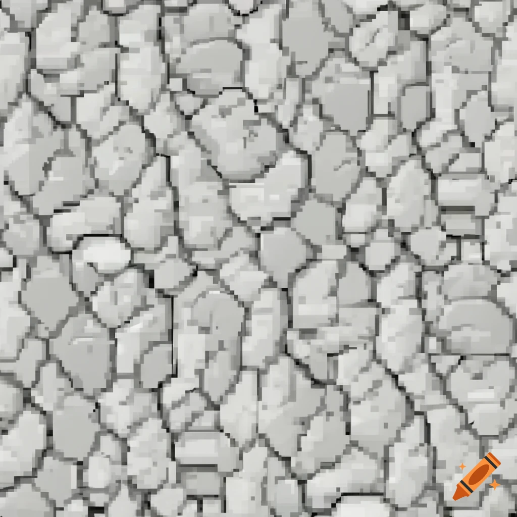 Pixel art of a large white stone wall seamless texture on Craiyon