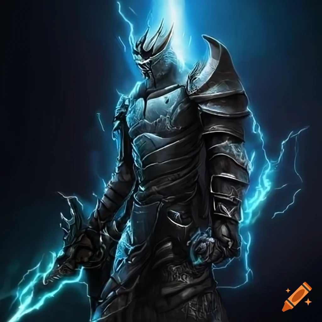 Dragon man knight with lightning on Craiyon