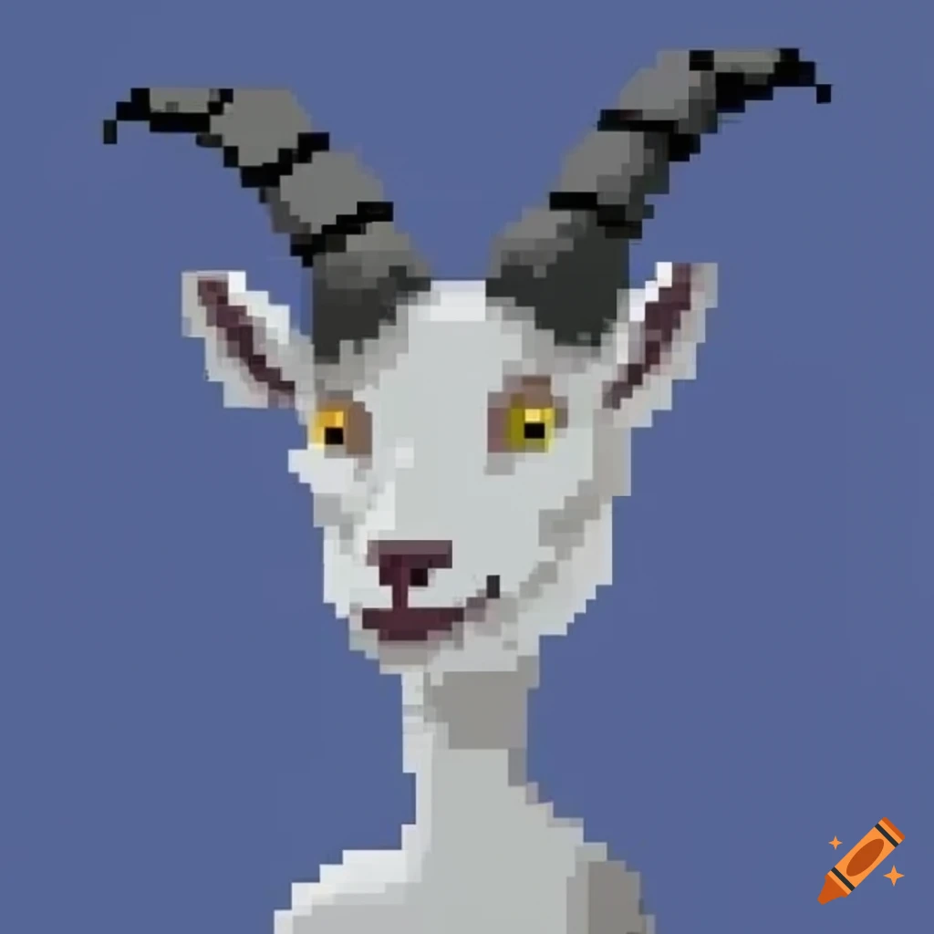 Pixel art of anthropomorphic goat with t-shirt on Craiyon