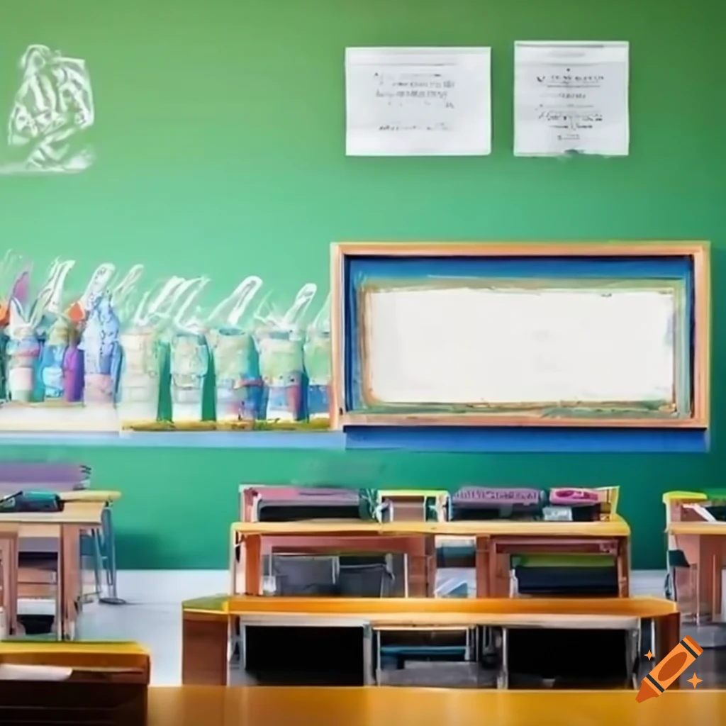 Chemistry classroom with colorful chalkboards and engaged students on ...