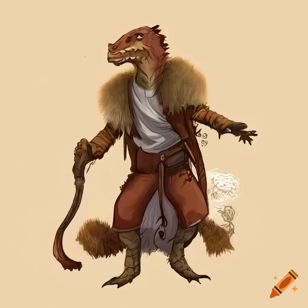 Dungeons and Dragons portrait of a kobold monk drawing in old ...