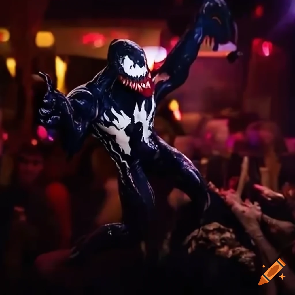 Venom comic book character dancing at a club on Craiyon