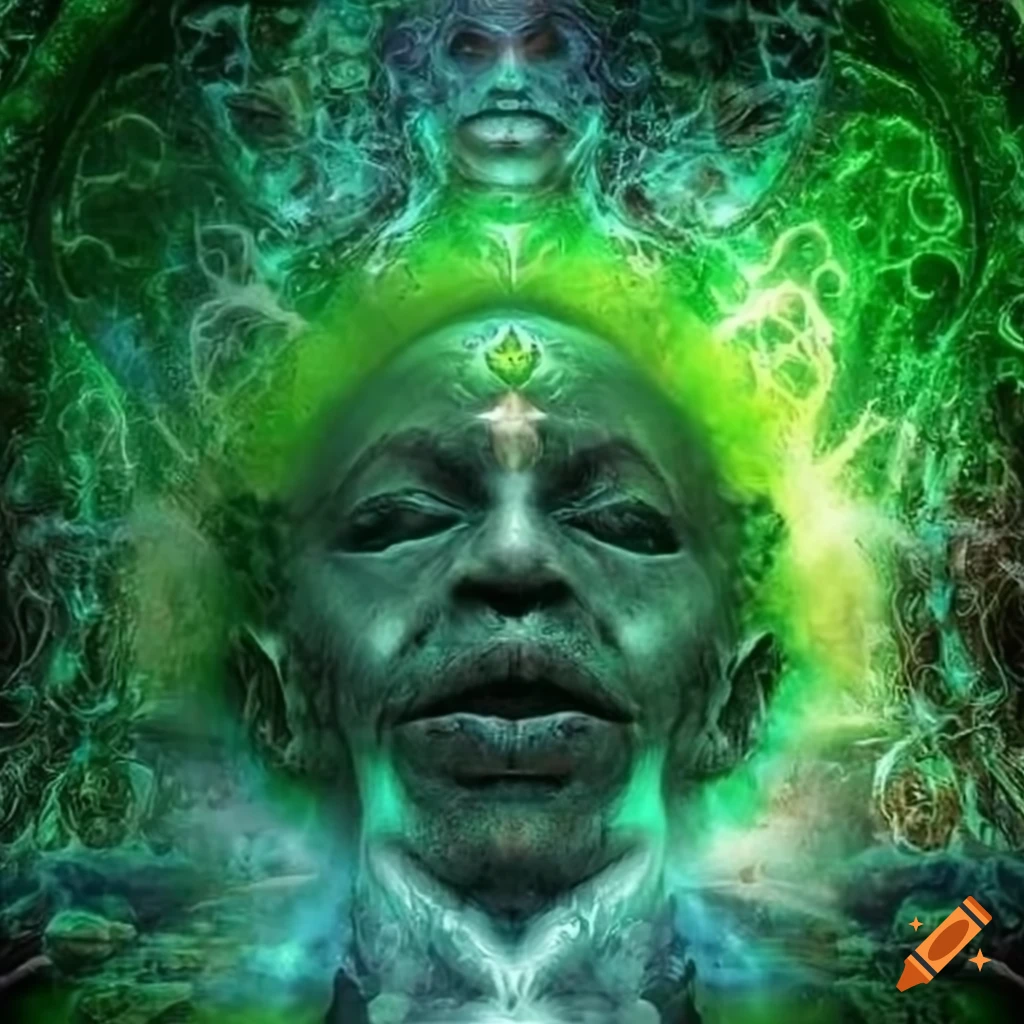 Chaos god of green consciousness mystical on Craiyon