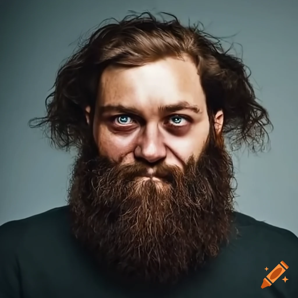 Smiling man with brown hair and beard on Craiyon