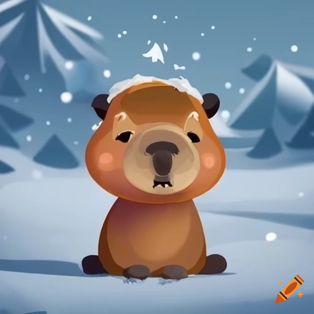 Cute capybara in a winter setting on Craiyon