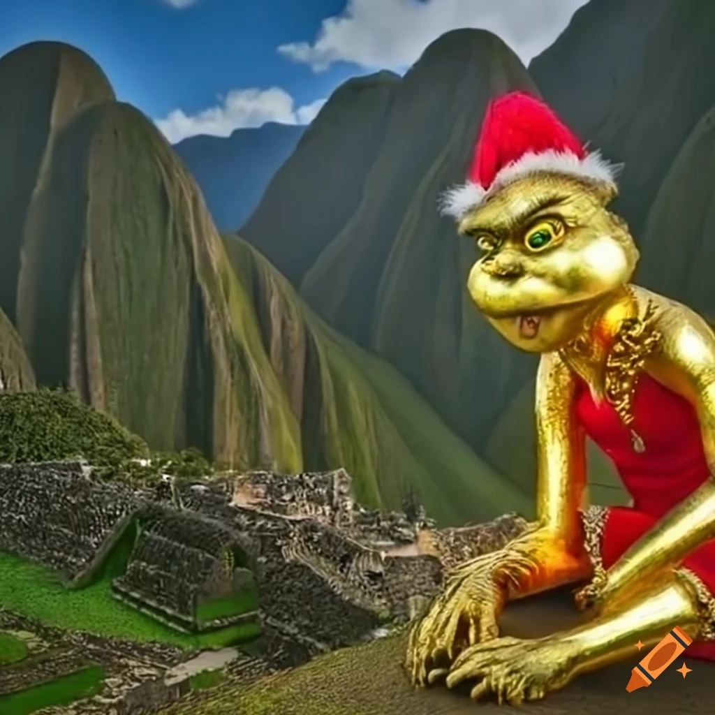 The grinch and sidekick on lush tropical island with exotic flora ...