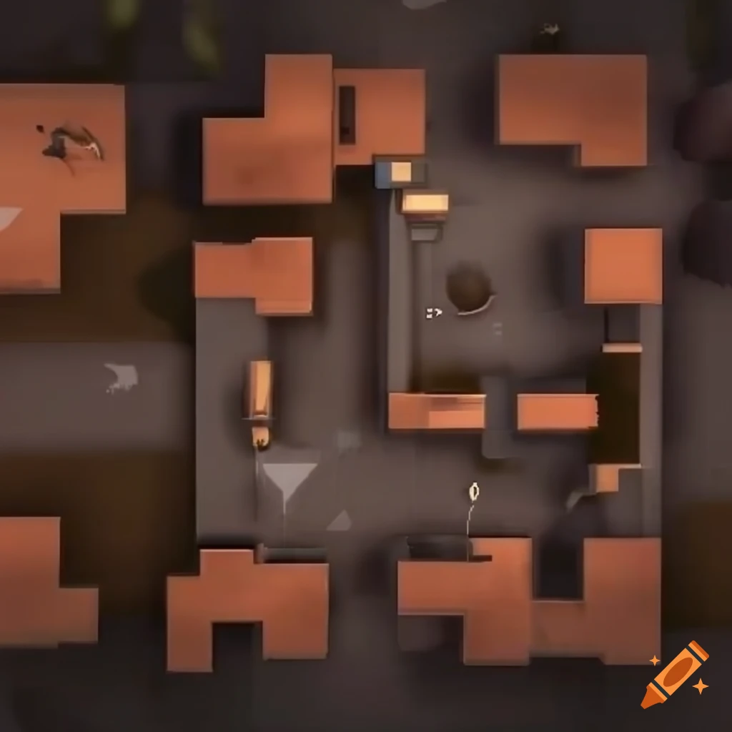 Aerial view of team fortress 2 urban map with unique gameplay areas on ...