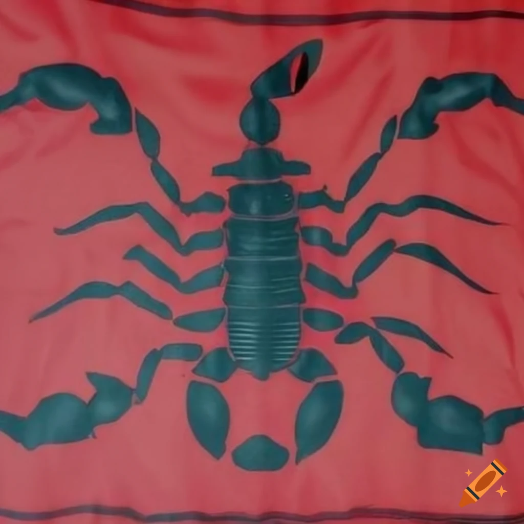 Red and black scorpion flag of the medieval brotherhood of igh on Craiyon