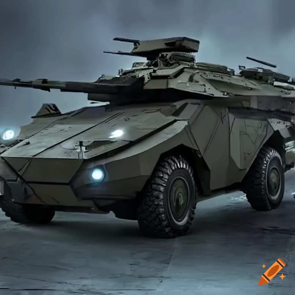 Futuristic armored vehicle on Craiyon