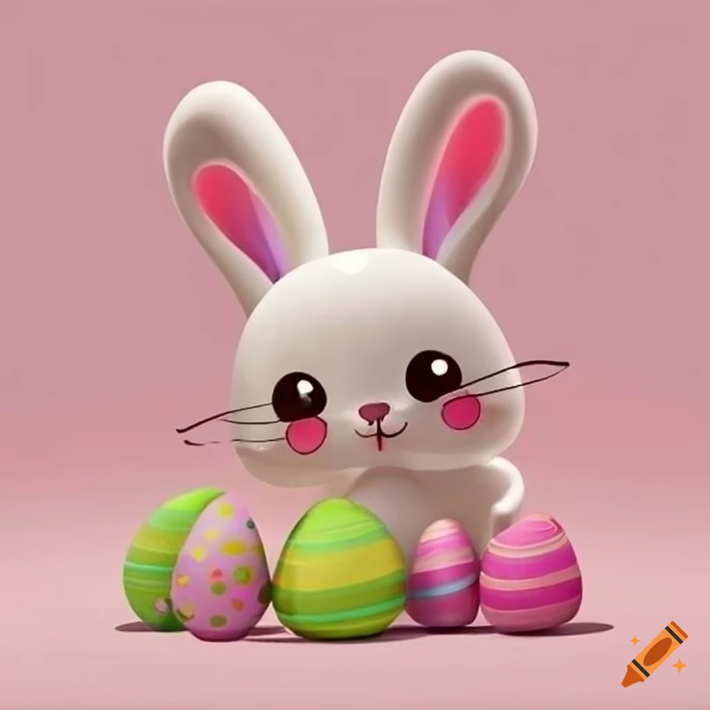 Cute bunny with easter eggs on Craiyon