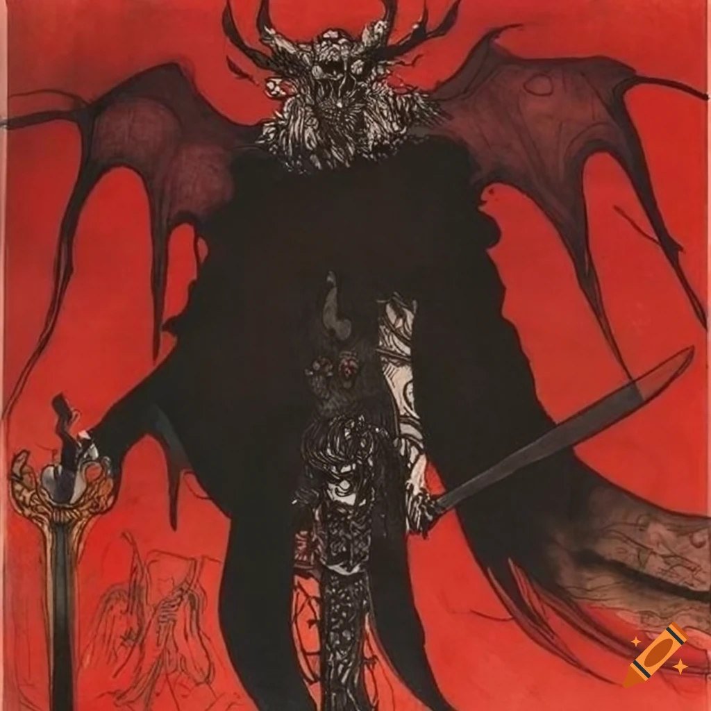 Dark and intricate demon with a black cape and sword in final fantasy ...