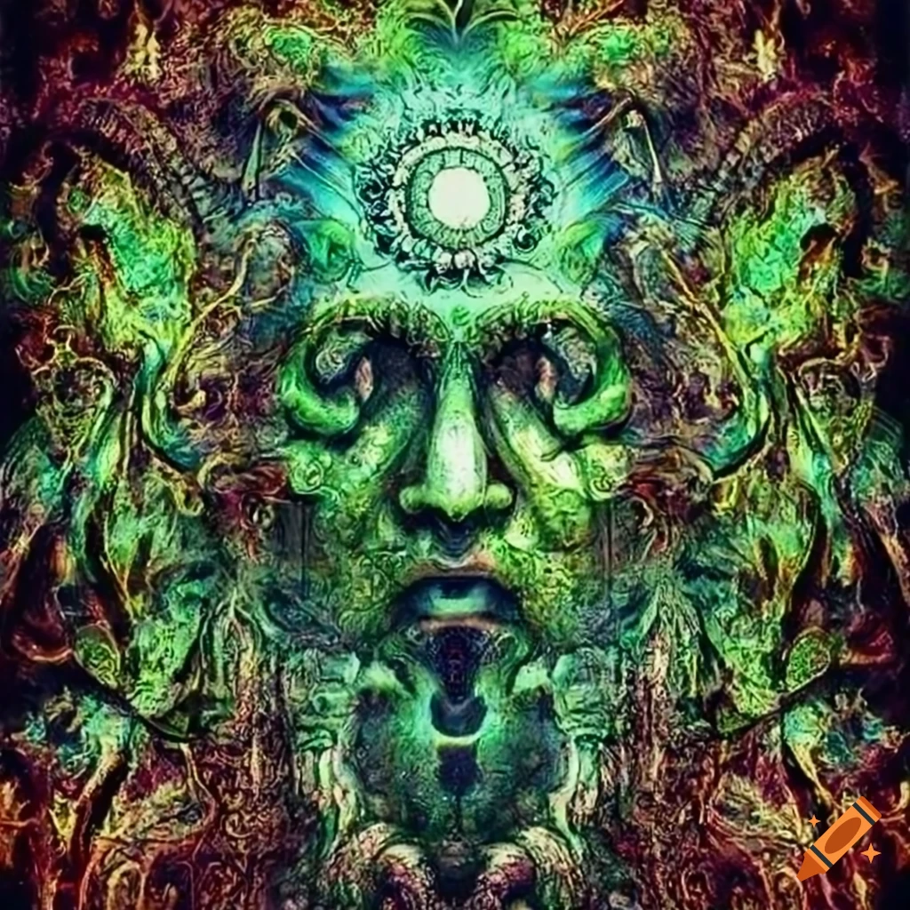 Chaos god of green consciousness mystical on Craiyon