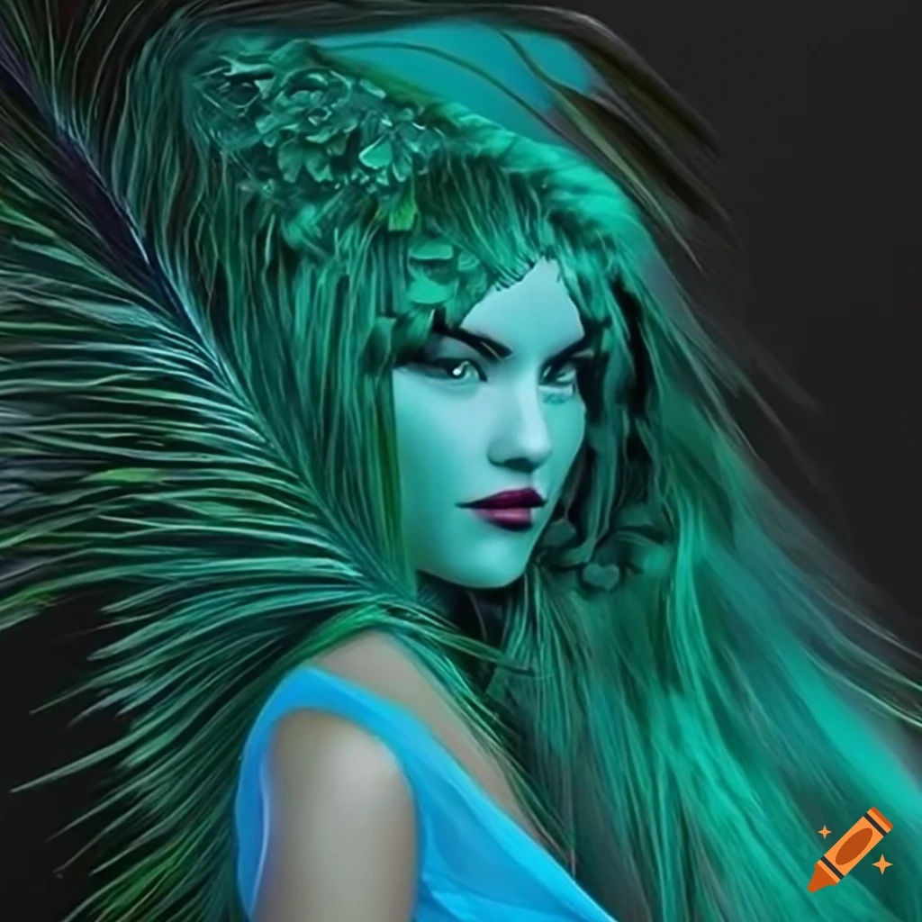 Green hair, goddess(a woman who is adored, especially for her beauty ...