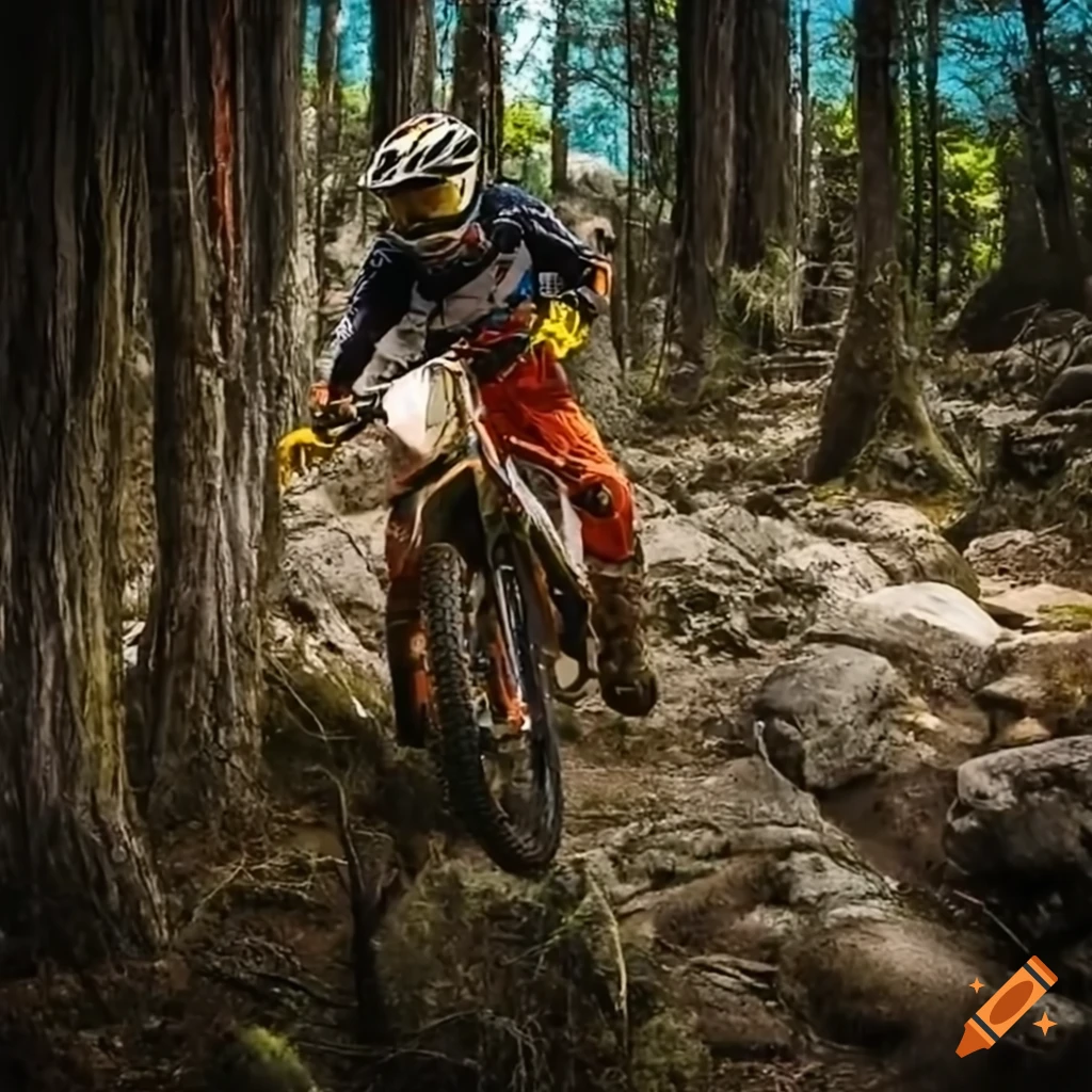 Enduro riding in the european mountains of portugal on Craiyon