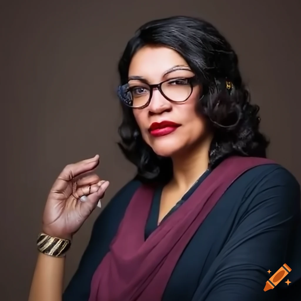 Rashida Tlaib wearing Tuareg traditional attire on Craiyon