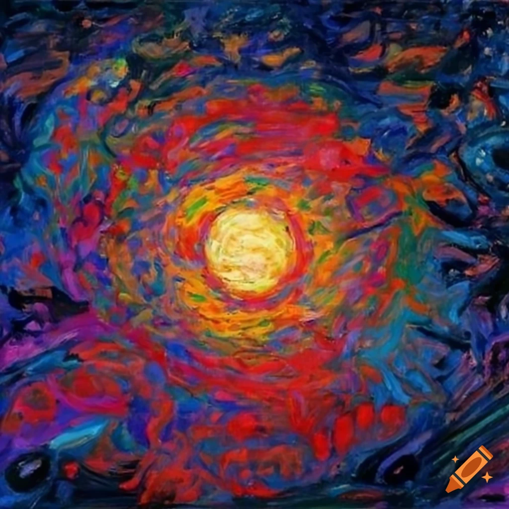 Sun in space impressionistic art on Craiyon