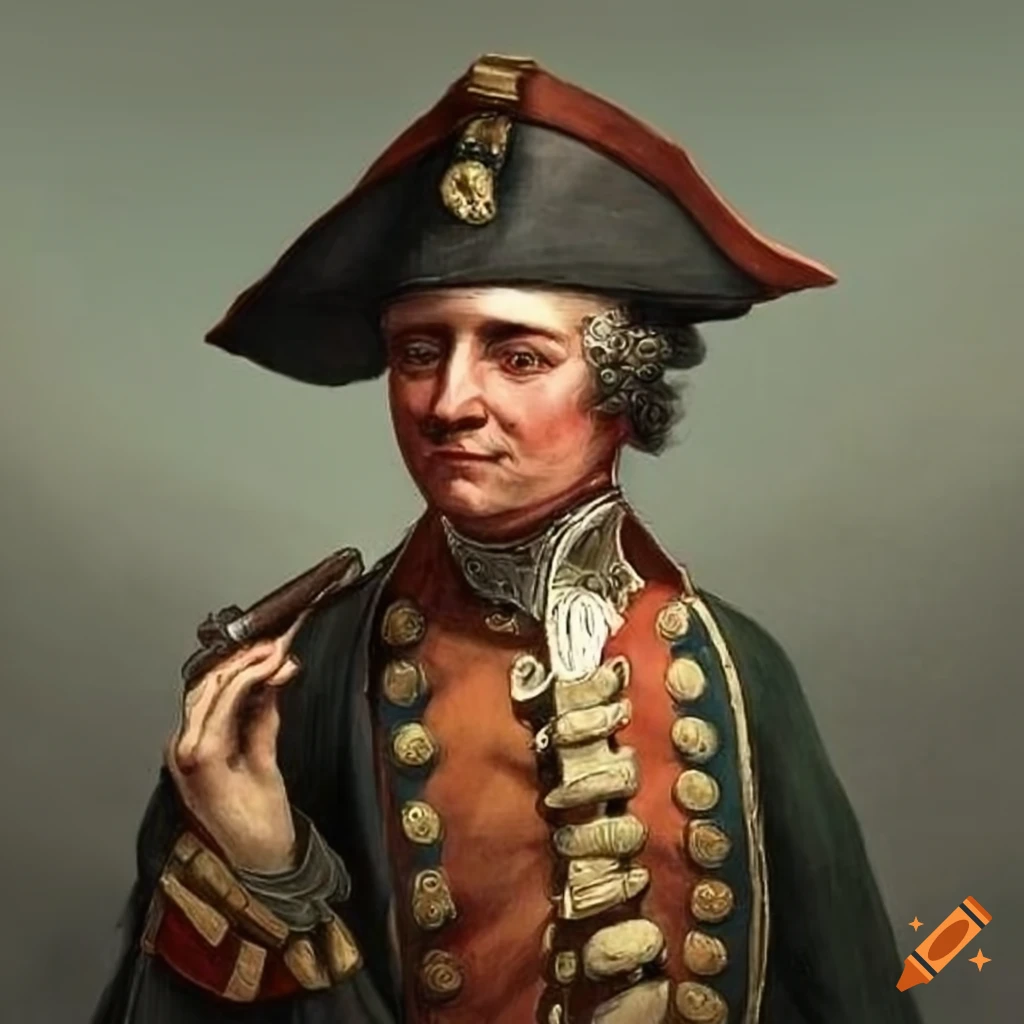 Portrait of 1700s navy privateer with musket on Craiyon