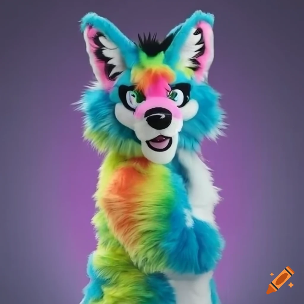 Cartoon rainbow fursuit on Craiyon