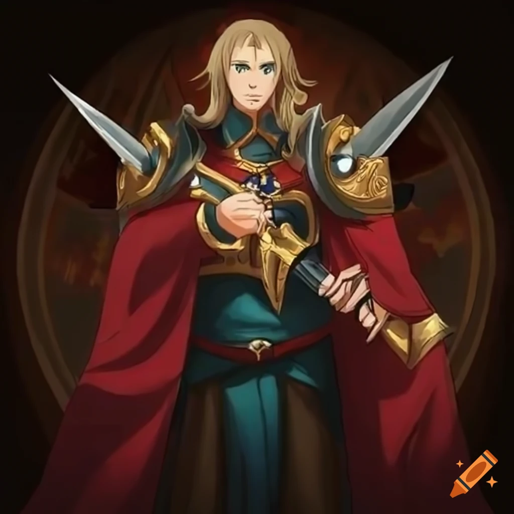 Heroes wielding swords and shields in vibrant anime style on Craiyon