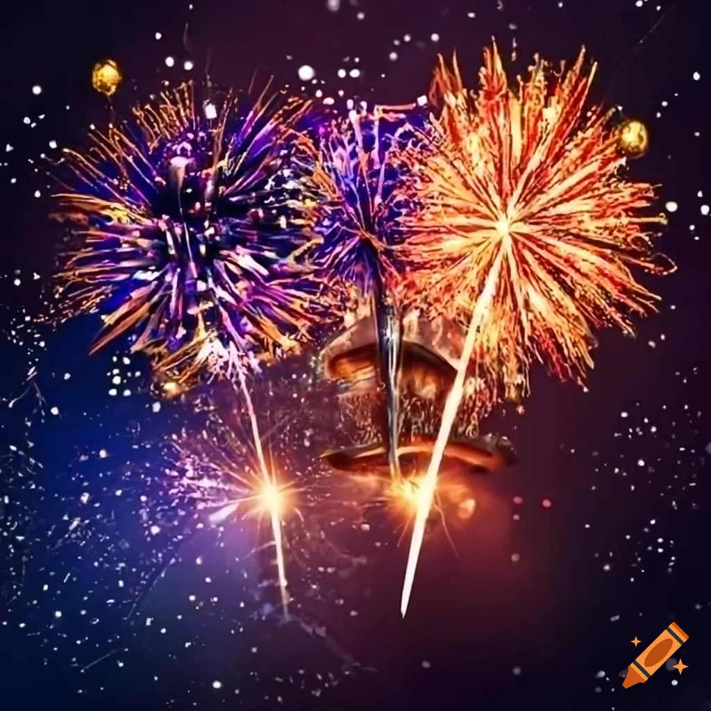 Fireworks celebrating happy new year on Craiyon