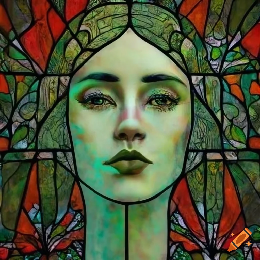 Mysterious and beautiful caucasian woman surrounded by intricate ...