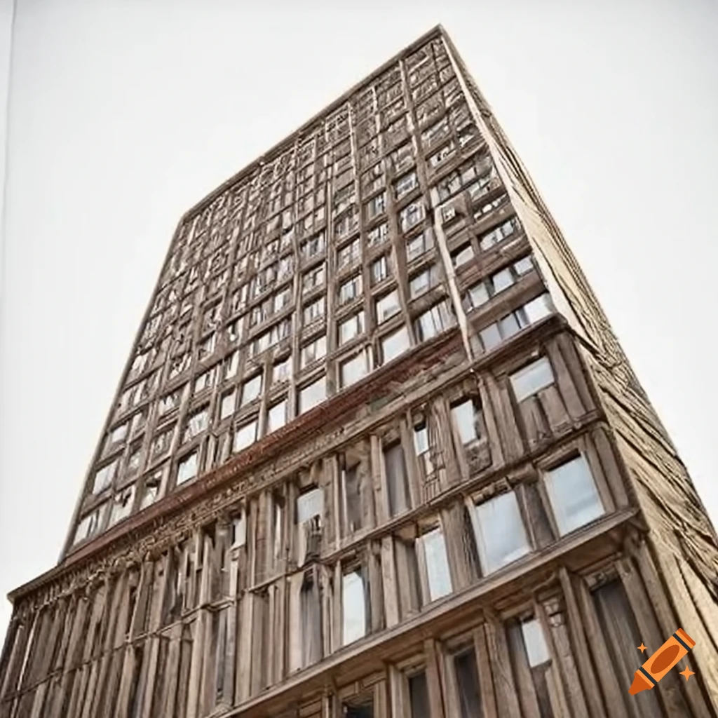 Neo-classical high-rise tower with pergolas and loggias on Craiyon