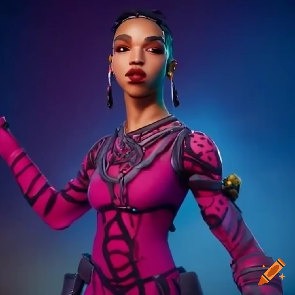 Fortnite game character featuring fan-made fka twigs skin on Craiyon