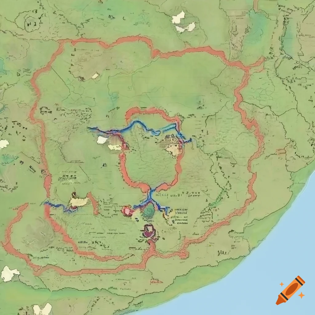Map to the entrance of shambala with coordinates on Craiyon