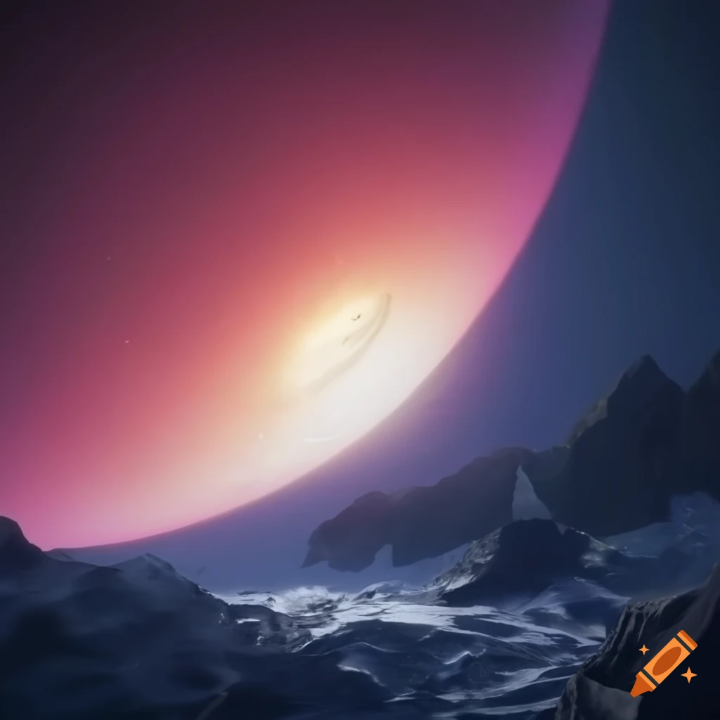 Colorful sci-fi planet with atmospheric lights and mountains in Unreal ...