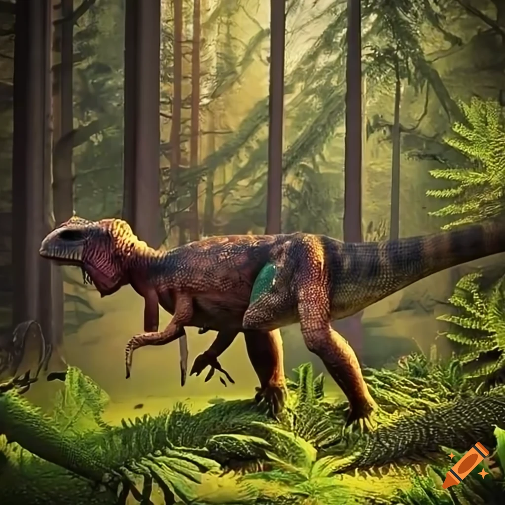 Iguanodon dinosaur with collared lizard color pattern and elephant-like ...