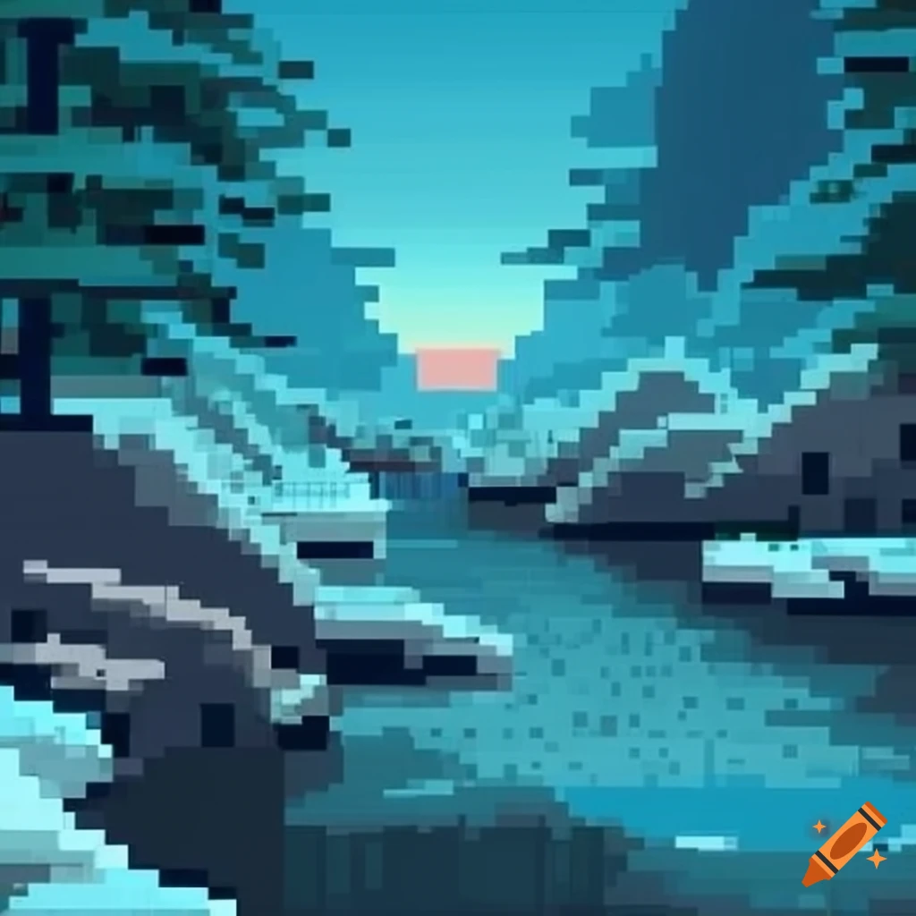Pixel art of an arctic landscape on Craiyon