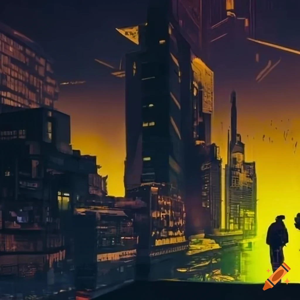 Abstract black and yellow cyberpunk design on concrete background on ...