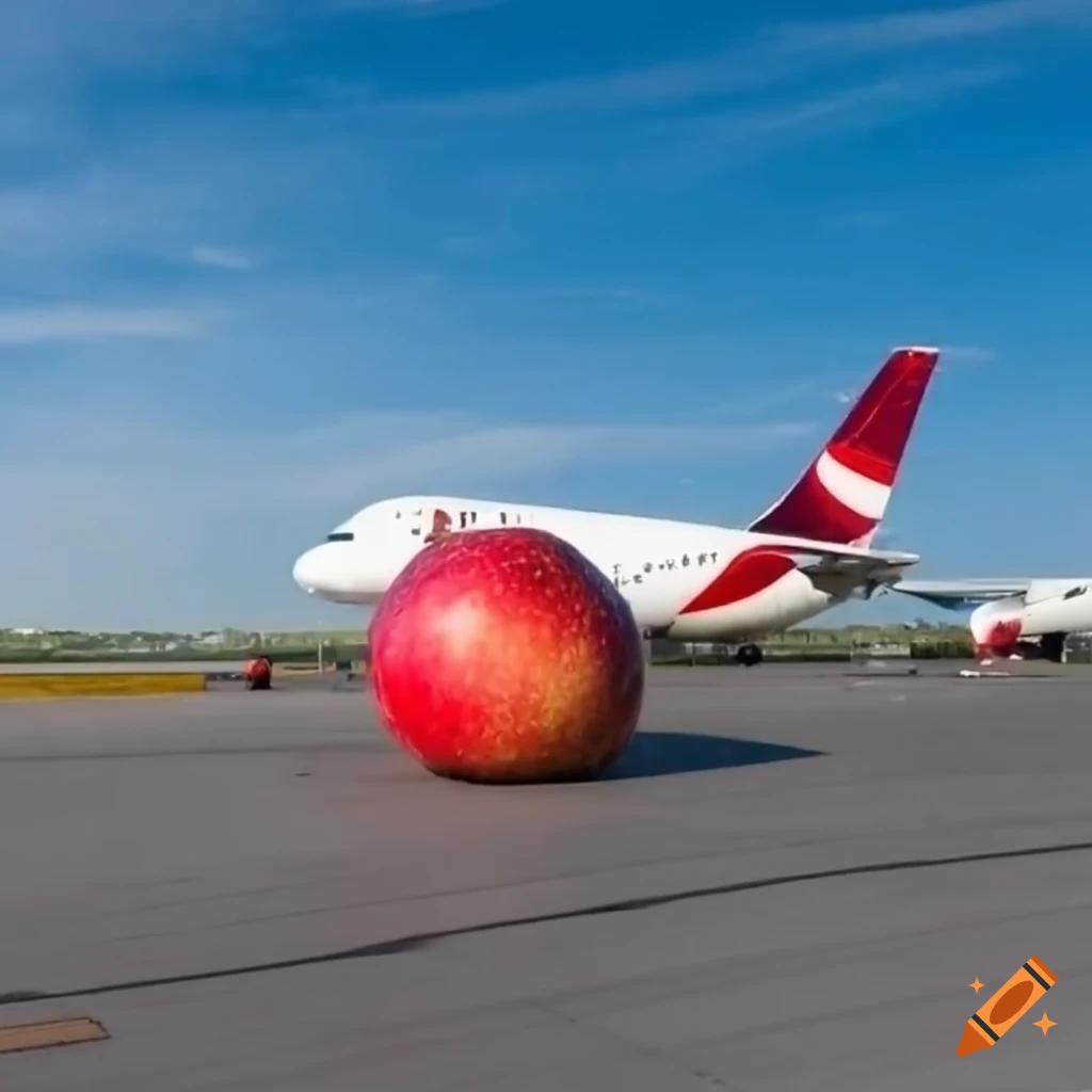 Giant apples on an airport runway on Craiyon