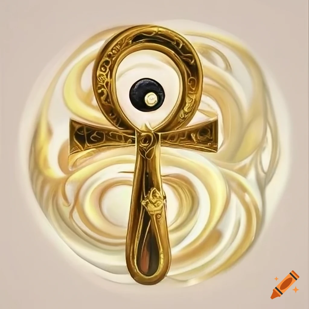 Golden ankh with swirling yin yang symbol on Craiyon