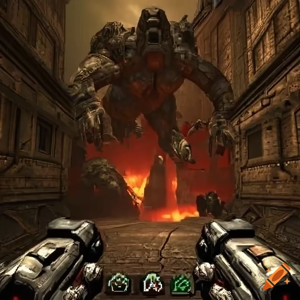 Doom 2 8-bit vivid colors screenshot on Craiyon