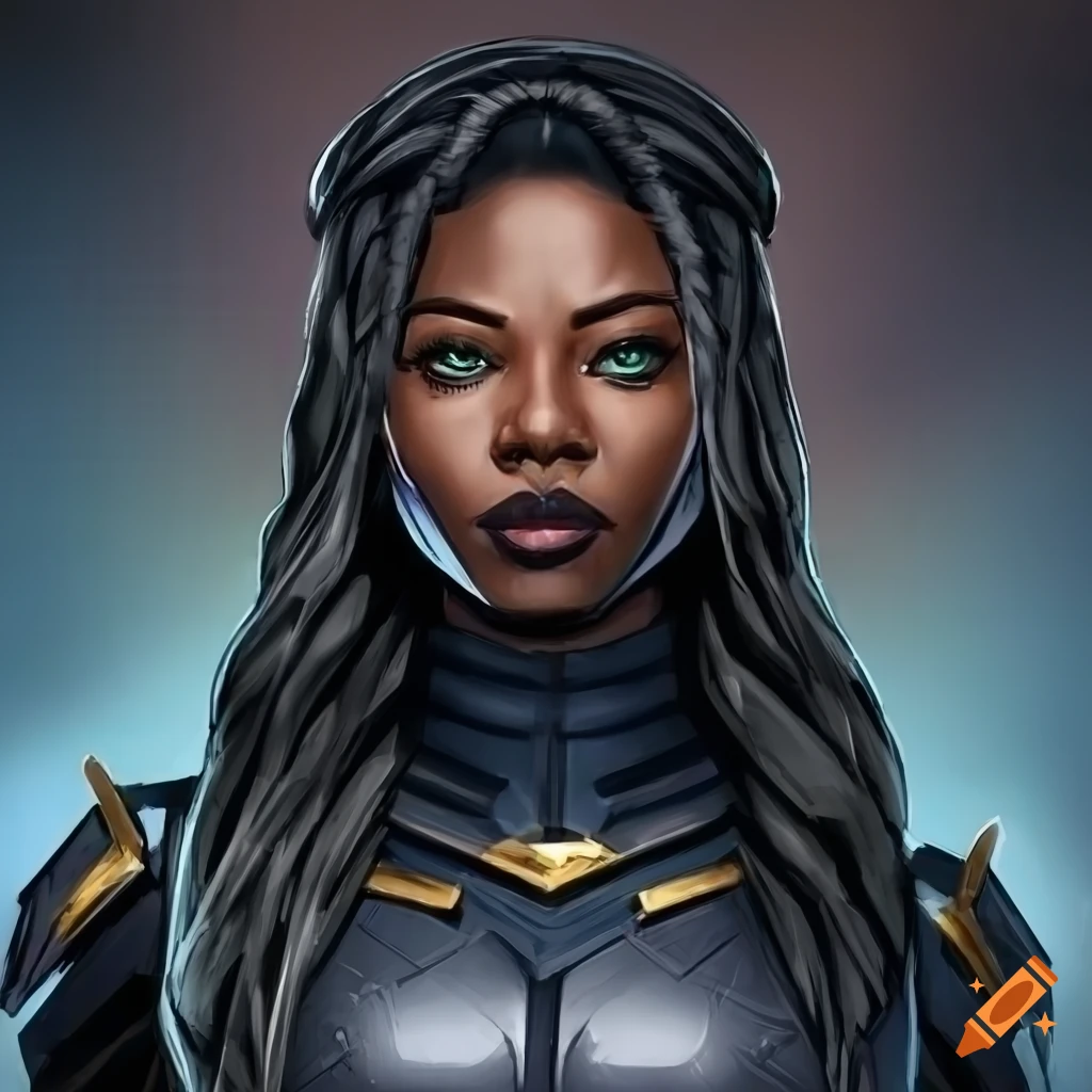 Female character in detailed and realistic comic style on Craiyon