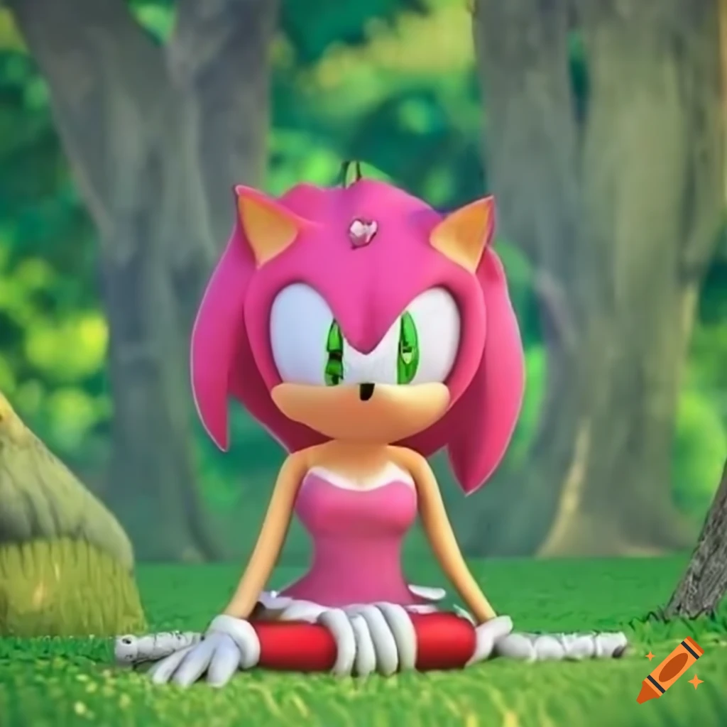 Amy rose sitting under a tree in summer on Craiyon