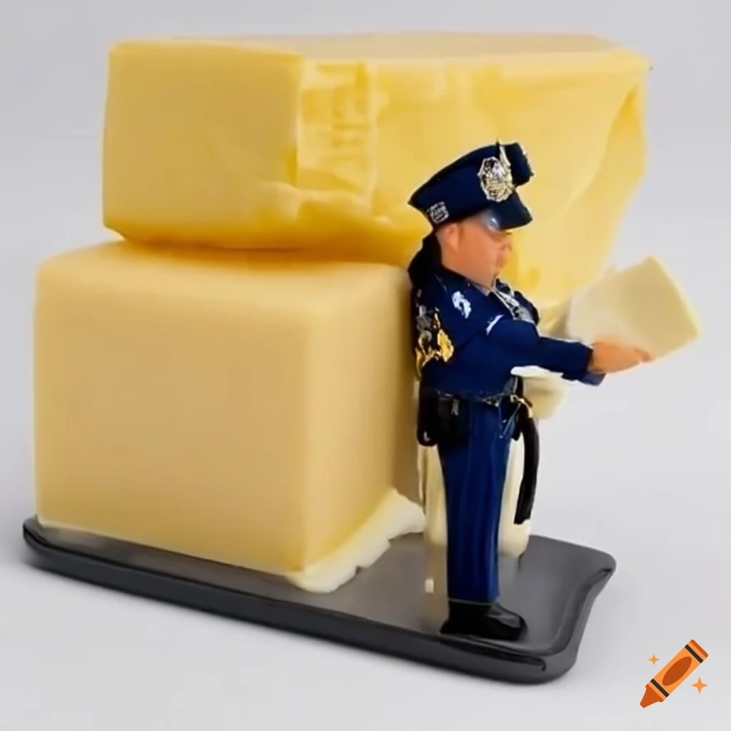 Block of butter in police uniform on Craiyon