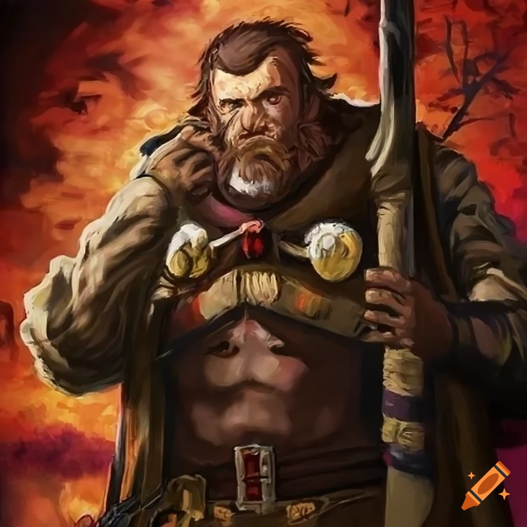 Middle-aged army commander general in anime style painting by josh ...