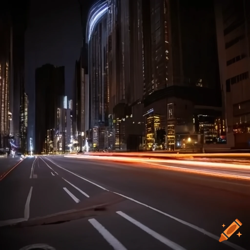 Night city road on Craiyon