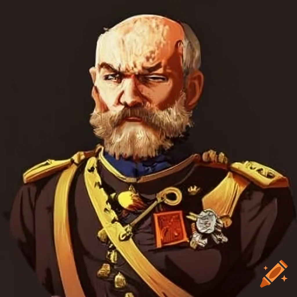 Victorian army commander general in anime style painting by josh ...