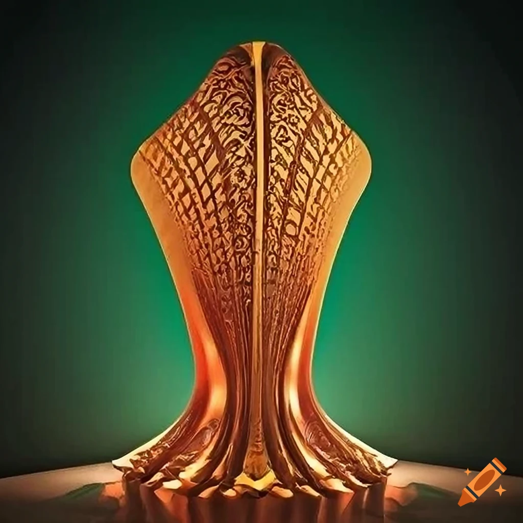 Organic architecture hall with emerald-green and gold colors on Craiyon