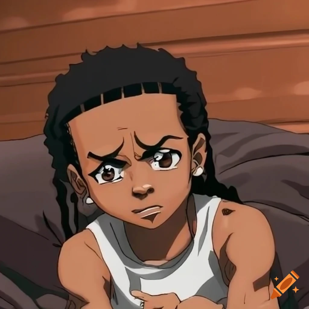 Rapper asap rocky sleeping on a boondocks-style bed on Craiyon