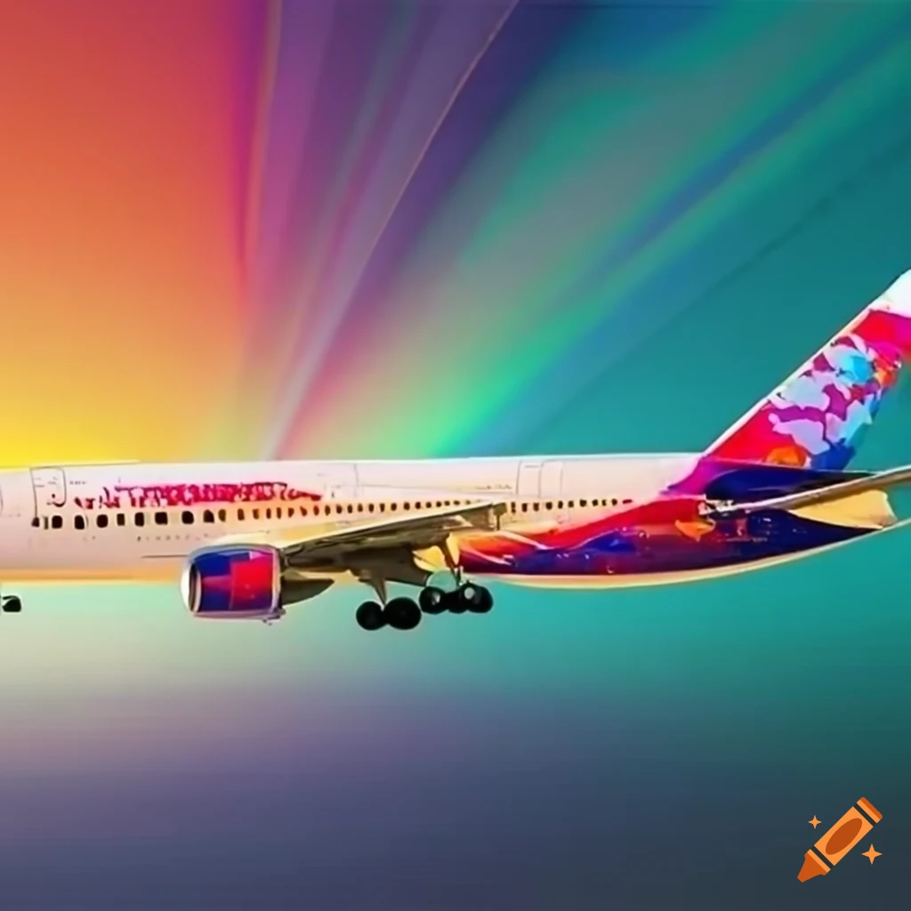 Vibrant and creative paint job on a boeing 767 aircraft on Craiyon