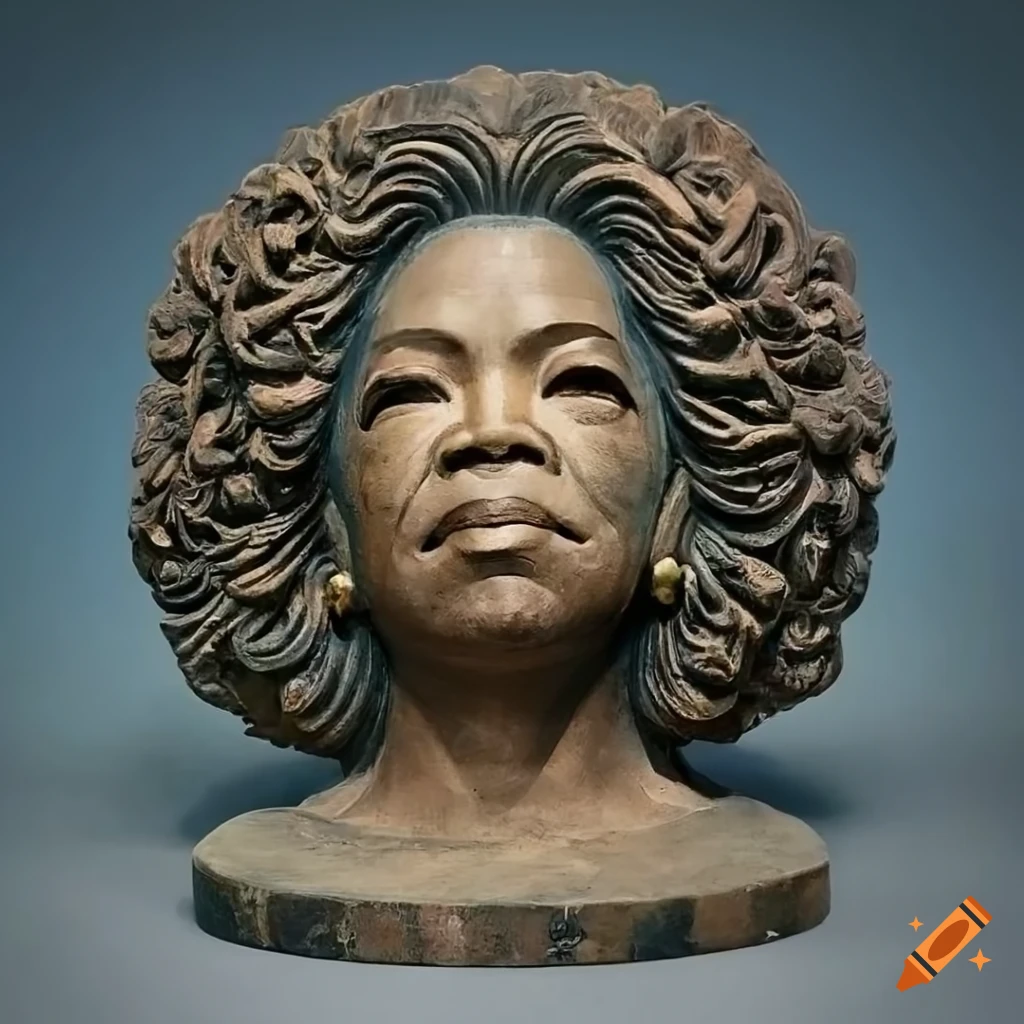 Bust sculpture portrait of Oprah Winfrey with biomechanical and ancient ...