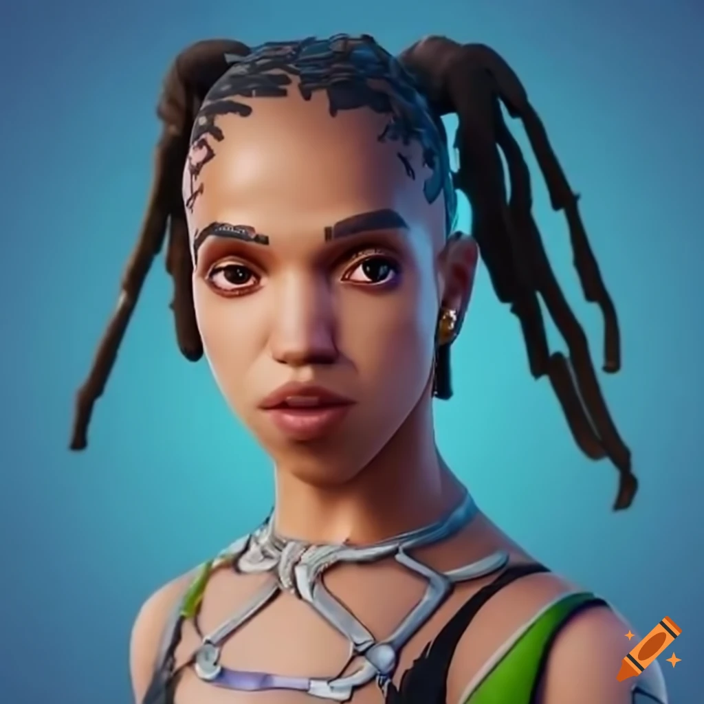 Fortnite game character featuring fan-made fka twigs skin on Craiyon
