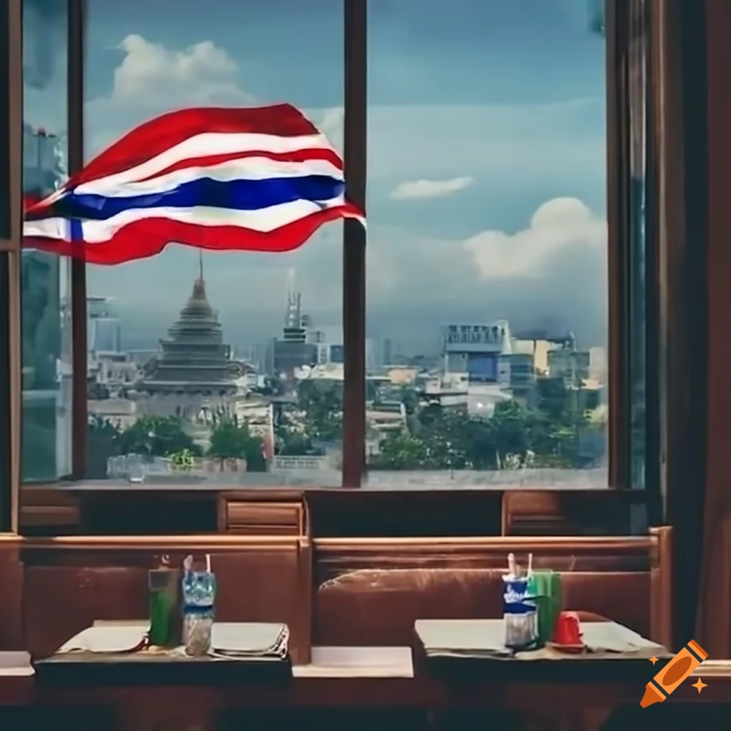 Mexican restaurant in thailand with city view through the window on Craiyon