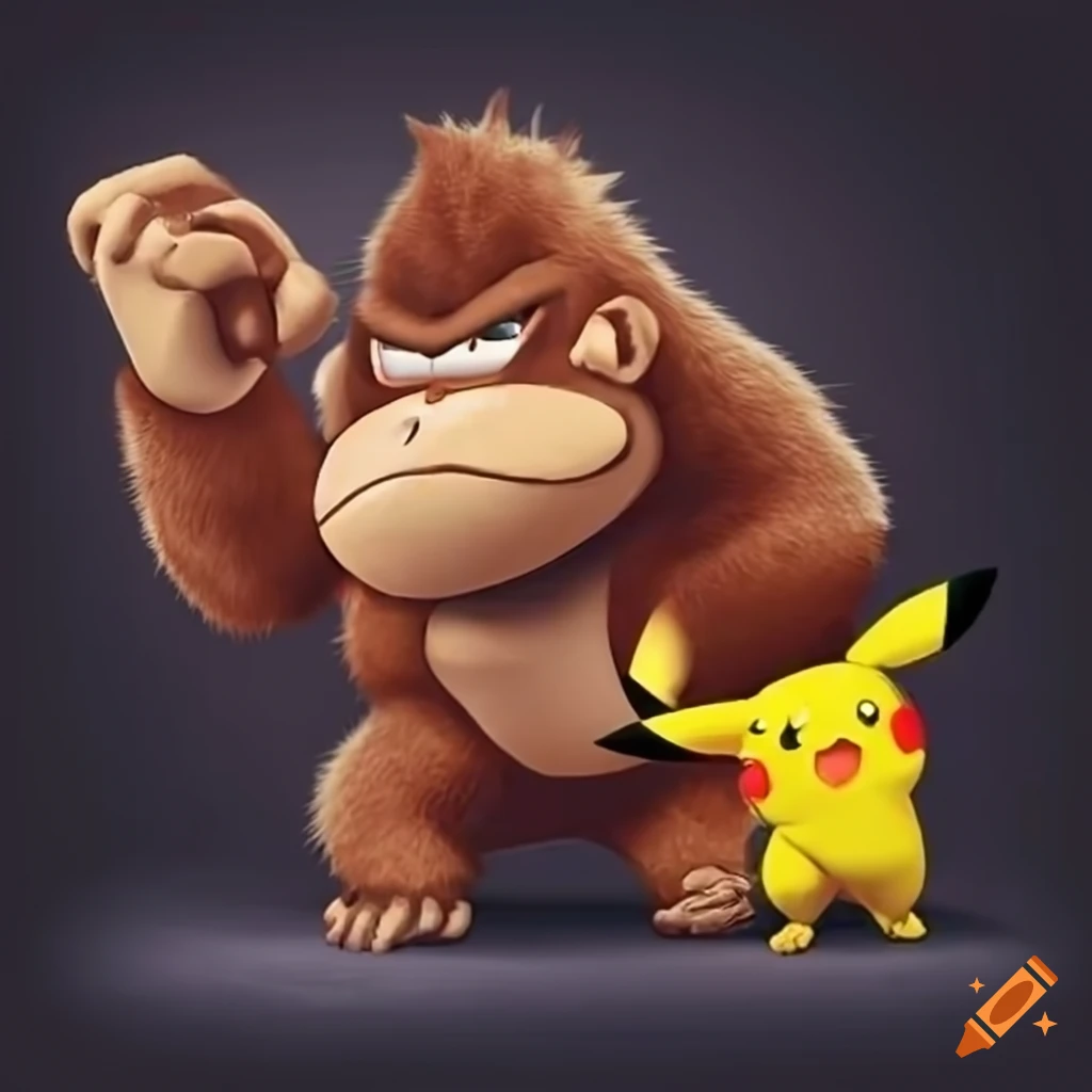 Pikachu and donkey kong crossover on Craiyon