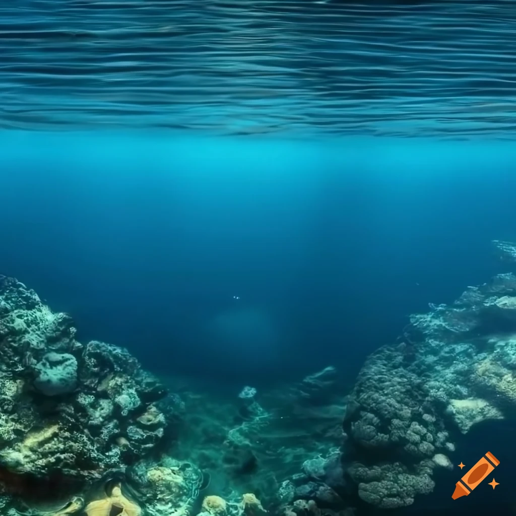 Aerial view of the sea with a technical structure underwater on Craiyon