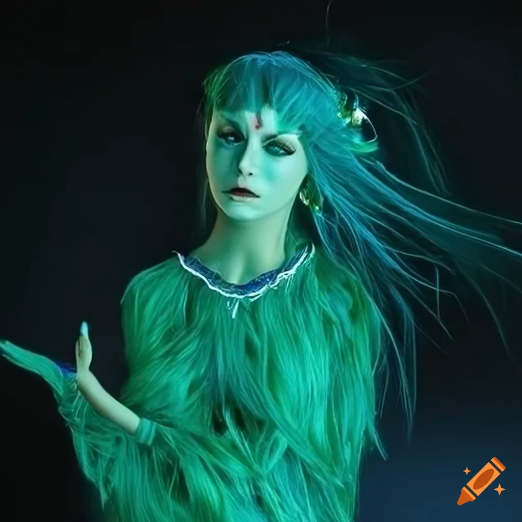 Green hair, goddess(a woman who is adored, especially for her beauty ...